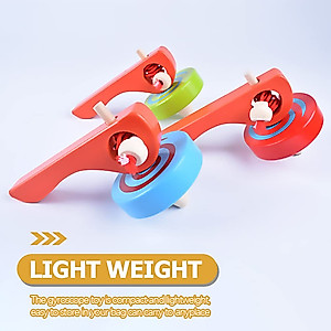 Kisangel 3Pcs Wooden Gyroscope Toy Wooden Top with Handle and Pull String Wire for Kids Toddlers Toys