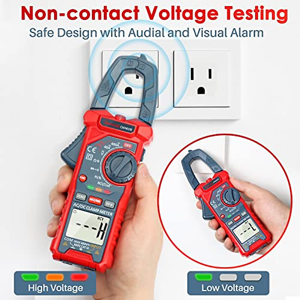 AstroAI Digital Clamp Meter Multimeter 4000 Counts Auto-ranging Amp Tester Measuring AC/DC Voltage & Current, Resistance, Capacitance, Frequency, Continuity, Live Wire Test, NCV Detection