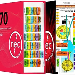 NEC Code Book Tabs 2023/2020 (Book not Included) 112 PCS NEC Tabs, Laminated Color Coded for National Electrical Code 2023, with Wire Chart/Formula Guide/Ohm's Law Stickers/Alignment Guide/Bookmarker