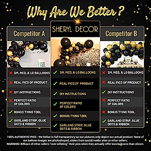 115pcs – Black and Gold Balloon Garland Kit & Arch – Black Gold Balloons Party Decorations – Balloon Arch for Gold and Black Birthday, Graduation, New Years, NYE, Retirement, Wedding, Anniversary