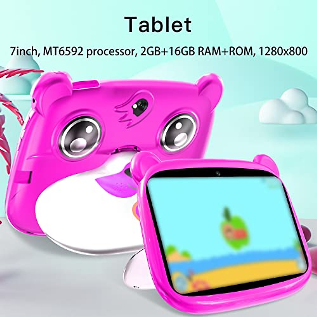 Tablet Laptop, Android 5.1 Tablet 7 Inch, 2GB RAM 16GB Storage, 0.3MP+2MP Dual Camera,1280x800 IPS HD Display Screen, Wi-Fi Bluetooth 3000mAh, Holiday Gift for Family (Pink)