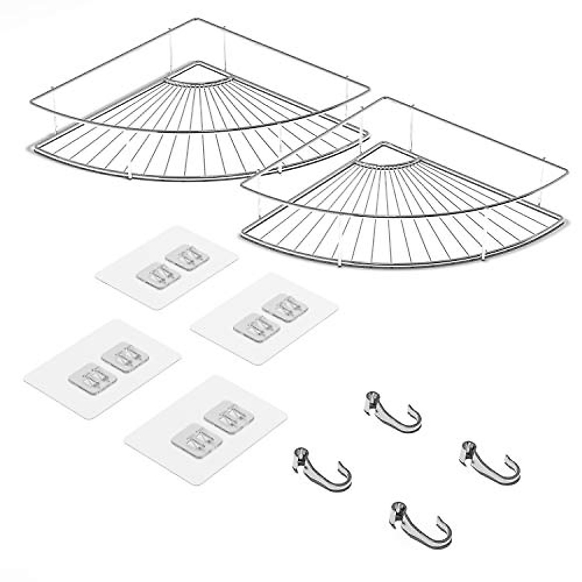 2-Pack 9" Rustproof Stainless Steel Corner Shower Caddy, Adhesive Bathroom Wall Mounted Storage Accessories Shower Shelf Organizer, Chrome