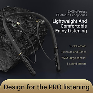 BX-05 Wireless Neckband Headphones w/Mic in-Ear Magnetic Earphone,Crystal-Clear Calls, Fast Charging, IPX4 Sweatproof Deep Bass Headset for Phone Call Music Sports (Green)