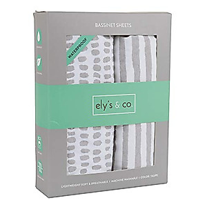 Waterproof Bassinet Sheet Set 2 Pack - Baby Bassinet Sheets with 100% Jersey Cotton (32"X16"X3") - Bassinet Sheets for Baby Girl and Boy, Newborn Essentials