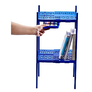 LockerMate, Blue Double Shelf, Adjustable Width and Height to Fit Most School Lockers