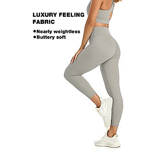 NEPOAGYM High Waisted Leggings for Women No Front Seam,Lightweight Yoga Leggings Buttery Soft 25 Inch 7/8 Length(Taupe,M)