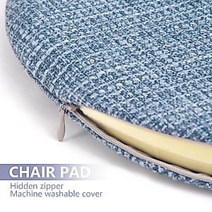 Gumcoly 14" Memory Foam Chair Cushion, Round Seat Cushion, Circle Stool Cushion with Removable Cover, Kitchen Dining Chair Pad Blue