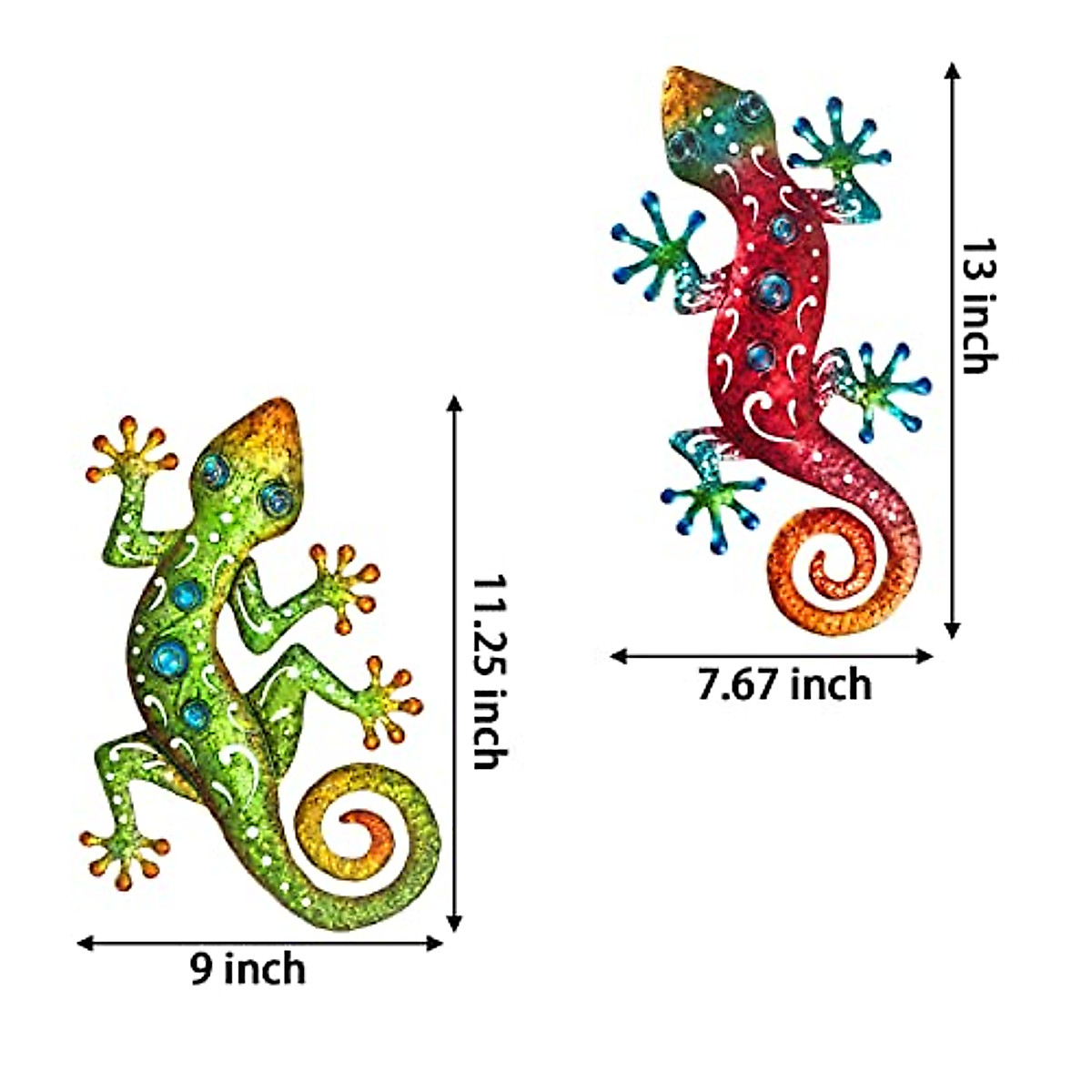 wotieuns Metal Gecko Wall Art Metal Lizard Outdoor Wall Decor Suitable for Yard Fence Patio Garden Decor Set of 2