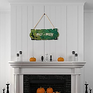 FRAKYEN Welcome Sign for Front Door Halloween Hanging Decoration Halloween House Sign Atmosphere Night Light Wall Crafts Decoration Wooden Pendant