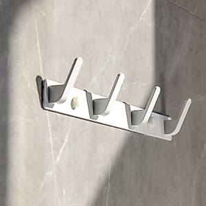 ninegridisland 4 Hooks White Towel Hooks for Bathrooms Farmhouse White Wall Mounted Hooks for Coat Rack Hooks Adhesive Bath Robe Hooks Stick on Wall Hook Rack Hat Key Hook for Hanging Bath Towel Hook