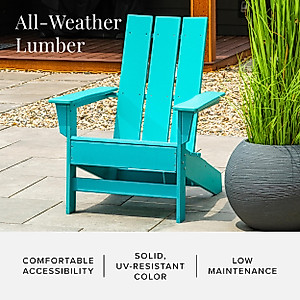 DuroGreen Aria Adirondack Chairs Made with All-Weather Tangentwood, Set of 2, Oversized, High End Patio Furniture for Porch, Lawn, Deck, Fire Pit, No Maintenance, Made in The USA, Black