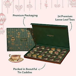 VAHDAM, Assorted Tea Sampler Set (7.06oz, 100+ Cups) 24 Varieties - Green Tea, Chai Tea, Herbal Tea, Black Tea | Premium Tea Gift Sets, Gluten Free & Non GMO | Gifts for Women & Men, Gifts for Him/Her