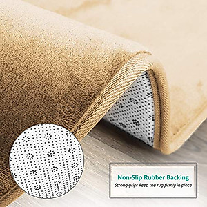 Clara Clark Bathroom Rugs, Ultra Soft Plush Bath Mat for Bathroom, Non-Slip, Velvet Memory Foam Bath Rugs, 17 x 24, Solid Camel Gold