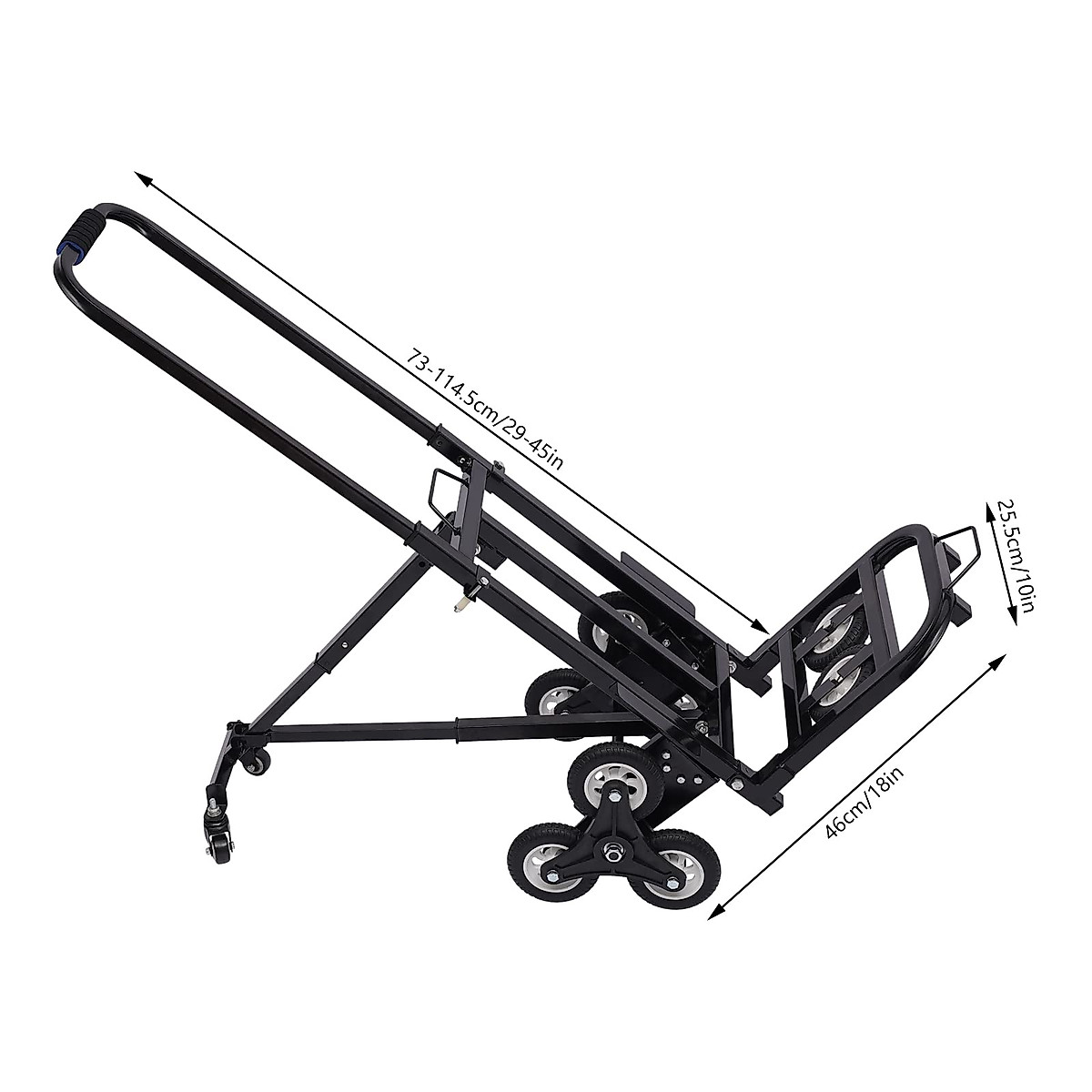 Stair Climbing Cart Portable Climbing Cart 330 LBS Three-Wheel Chassis Portable Stair Climber Hand Truck Heavy Duty with 10 Wheels (Black-330 lbs-10 Wheels)
