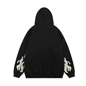 Bopoft Y2k Hoodie Zip Up Men Women Fashion Cross Graphic Long Sleeve Y2k Goth Clothing Aesthetic Sweatshirt Streetwear Jacket Black L