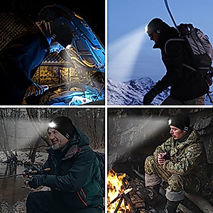 Bluetooth Beanie Hat with Light, Unisex LED Cap with Headphones Built-in Stereo Speakers & Mic, Tech Gift for Men Women Dad Black