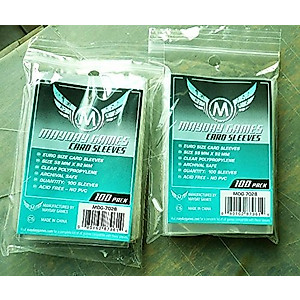 Mayday Games 7028 Clear Sleeves 59x92mm Euro Game Size (4x100, 400 sleeves)