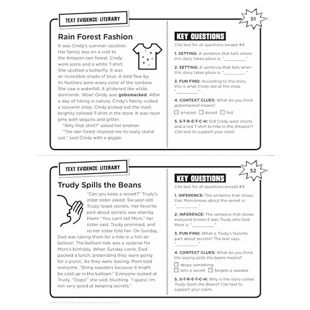 100 Task Cards: Text Evidence: Reproducible Mini-Passages With Key Questions to Boost Reading Comprehension Skills