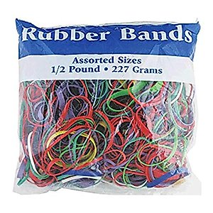 BAZIC 465 Multicolor Rubber Bands for School, Home, or Office (Assorted Dimensions 227g/0.5 lbs)
