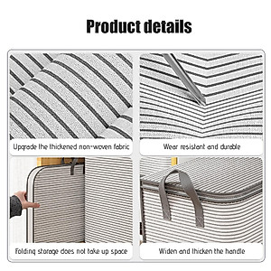 Heavy Duty Extra Large Clothes Storage, Foldable Blanket Storage Bags, Closet Organizers Storage Containers with Durable Handle for Clothing, Blanket, Comforter, Extra Large Storage Bags (60*45*60cm)