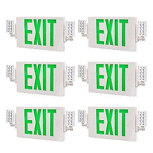 EXITLUX 1 Pack Green Led Exit Lights with Battery Backup&Adjustable Two Head-US Standard UL Listed-Hardwired-Exit Signs for Business/Commercial Emergency Light Fixtures