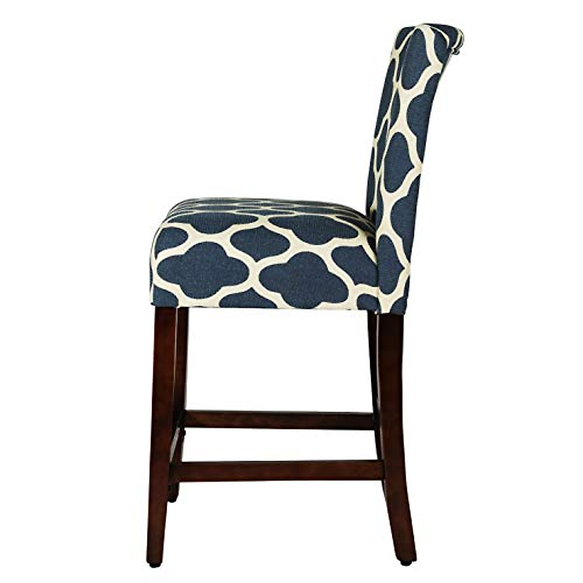HomePop Upholstered Counter Height Barstool, 24-inch, Navy and Cream Geometric