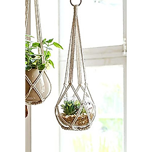 Dahey Macrame Plant Hanger Indoor Hanging Planter Basket Handmade Woven Cotton Rope Flower Pot Decorative Crochet Plant Holder Stand for Boho Home Decor No Tassels,35 Inch,Set of 2