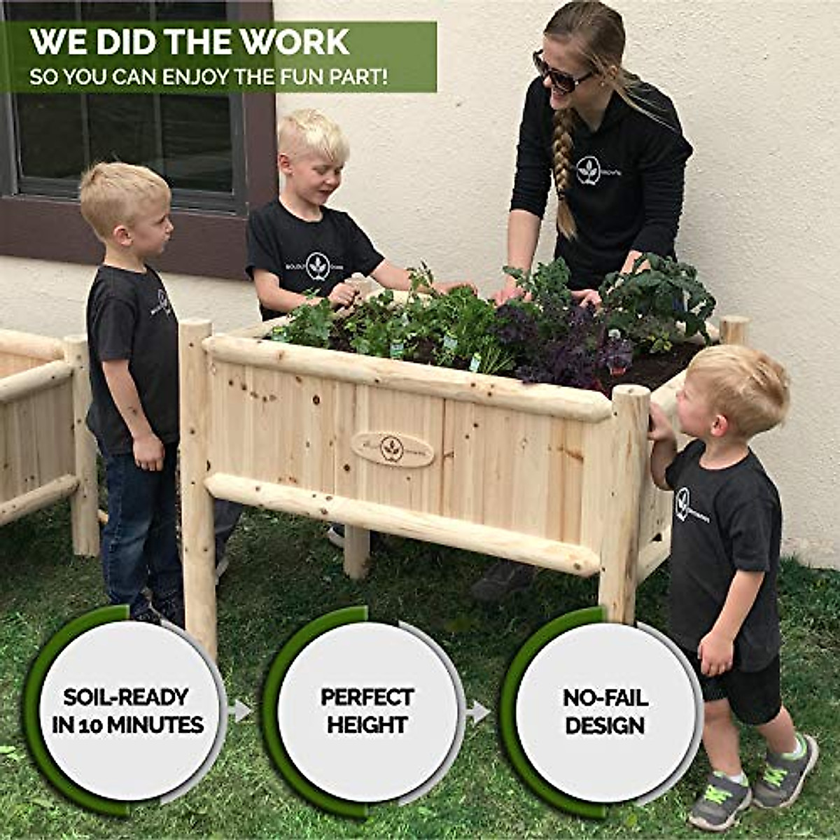 Boldly Growing Wooden Raised Planter Box with Legs - Large Elevated Outdoor Patio Cedar Garden Bed Kit to Grow Herbs and Vegetables - Unmatched Strength Lasts Years, Natural Rot-Resistant Wood