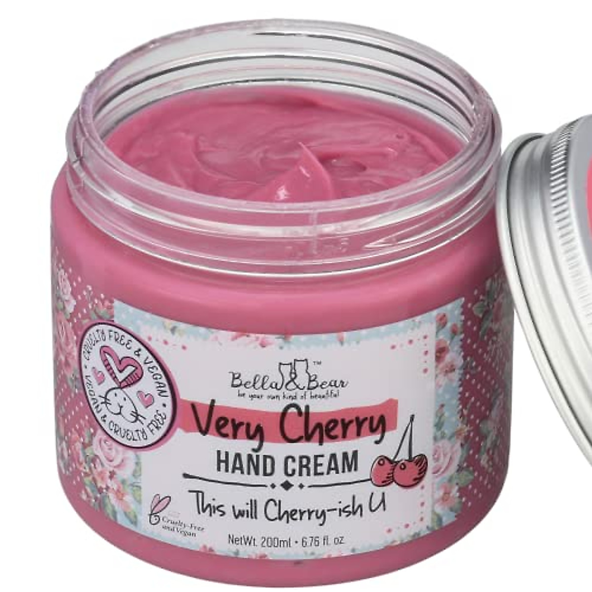 Bella & Bear Very Cherry Hand Cream for Dry Hands – 6.7oz Vegan Friendly Hand Moisturizer – Non Greasy and Fast Absorbing Formula