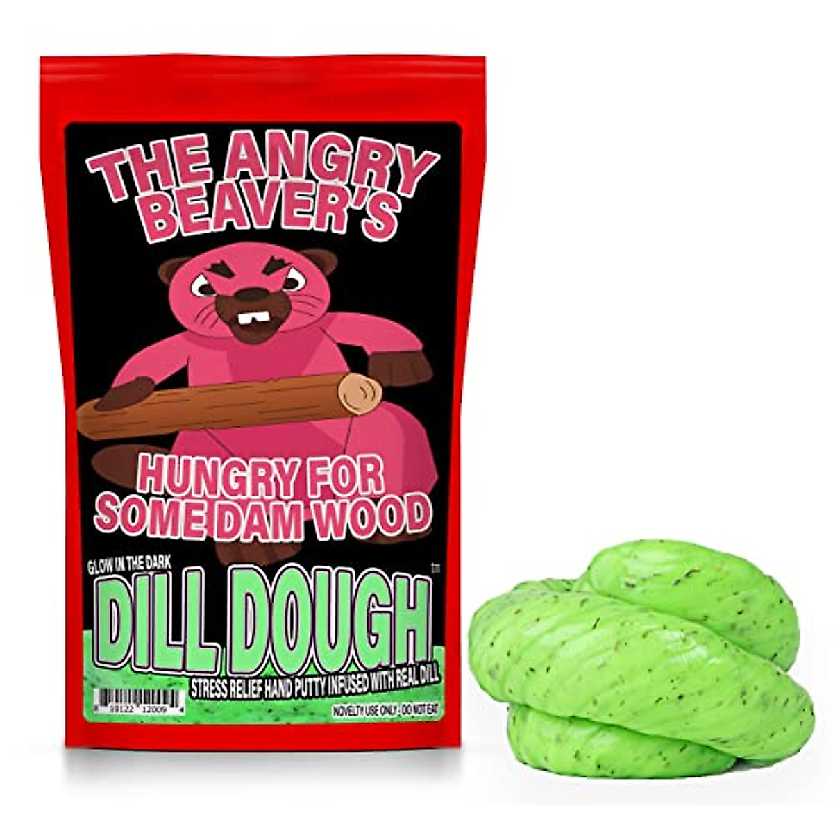 Angry Beaver Stress Relief Putty - Glow in The Dark Dill Dough - Funny Gag Gift for Women - Fun Stress Toy for Adults, Fidget Putty Stocking Stuffers, Relaxing Gift Baskets