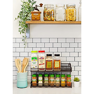 CAXXA 2 PK 2 Tier Mesh Kitchen Counter-top or Wall Mount Spice Rack Jars Storage Organizer, Bronze