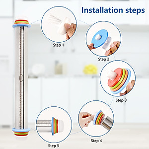 Adjustable Rolling Pin With 4 Thickness Rings, Stainless Steel Dough Roller Pizza Roller Handle Press Design With Measurement Guide For Baking, Fondant, Pizza, Pie Crust, Cookie