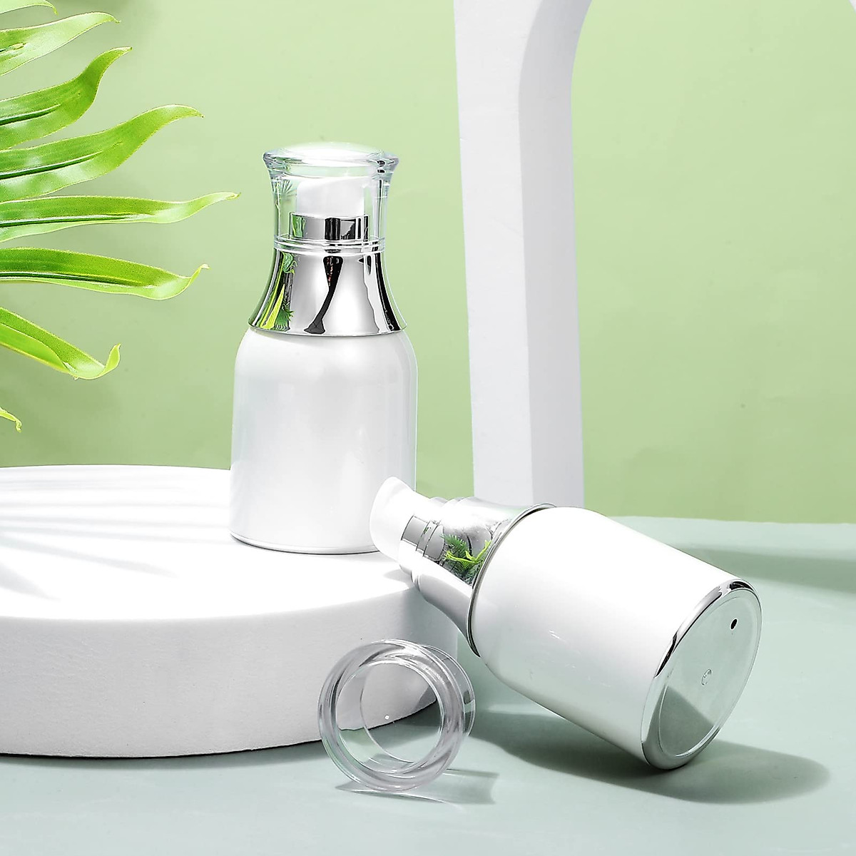 SOLUSTRE 3 Pcs as with cover set cosmetic bottle lotion travel cosmetic containers pump vacuum bottles makeup airless pump bottle travel filling easy to carry Cosmetic bottles