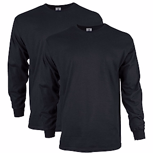 Gildan Men's Ultra Cotton Long Sleeve T-Shirt, Style G2400, Multipack, Black (2-Pack), 3X-Large