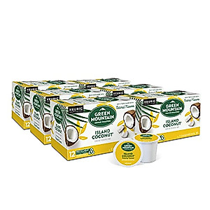 Green Mountain Coffee Roasters Island Coconut, Single-Serve Keurig K-Cup Pod, Flavored Light Roast Coffee, 12 Count (Pack of 6)