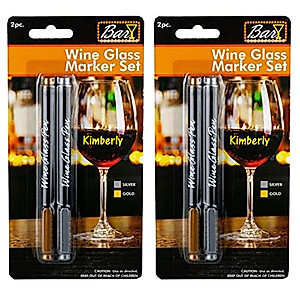 Generic 4 Wine Glass Markers Pen Gold Silver Erasable Washable Weddings Party Drink Name
