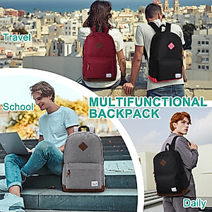 VASCHY Backpack for Men, Unisex Classic Water-resistant College School Backpack Bookbag Laptop Backpack Black