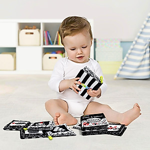Dr.Rapeti Soft Cloth Books Baby Books Bath Books 6-Pack for Baby Infant Toddler Kids High Contrast Black and White Crinkle Washable Chewable Non-Toxic Early Educational Giftable