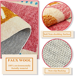 Lukinbox Boho Round Kids Rug - 6ft Sun Washable Nursery Area Rug for Living Room, Super Soft Non-Slip Circle Playroom Rugs, Colorful Rainbow Circular Rugs for Bedroom Dinning Room