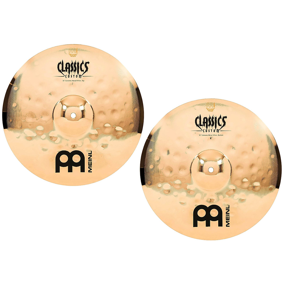 Meinl 14" Hihat (Hi Hat) Cymbal Pair - Classics Custom Extreme Metal - Made in Germany, 2-YEAR WARRANTY (CC14EMH-B)