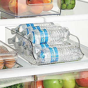 iDesign Fridge Binz BPA-Free Plastic Beverage Can Organizer with Lid - 13.84" x 5.7" x 5.8", Clear & Plastic Refrigerator and Freezer Storage Organizer Bin Water Bottle and Drink Holder, Clear