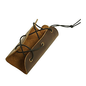 SAS 6.5" Traditional Brown Suede Leather Archery Arm Guard One Size with Cord Strap for Hunting Target Shootig Practice Bow Longbow Adults