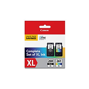 Canon PG-260 XL / CL-261 XL Value Pack, Compatible to TR7020, TS6420, and TS5320 Printers, Multi, Once Size (3706C005)