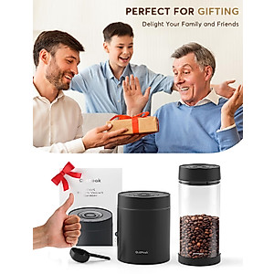 OUTPEAK Neo 2025 Kilo Auto Vacuum Coffee Canister, 1.5L Capacity for 17.6oz of Coffee Beans, One-Button Operation, Stainless Steel Coffee Storage Container for Barista, Gifting (Large, Matte Black)