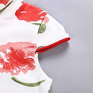 DCUTERQ Baby Girl Summer Rompers Flower Print Cheongsam Short Sleeve Romper Outfit Jumpsuit Red 6-9 Months