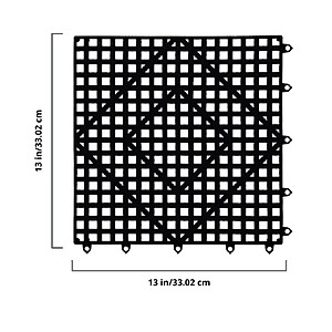 San Jamar Versa-Mat Plastic Interlocking Bar Mats, Black, (Set of 12)