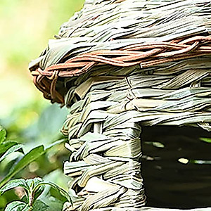 Rehomy Hanging Bird Houses Nest, 2pcs Reed Grass Hand Woven Bird Nesting Hanging Cage Grass Bird Hut Shelter for Parrot, Cockatiel, Parakeet, Canary, Finch Bird, Hummingbird, Dove, Budgie