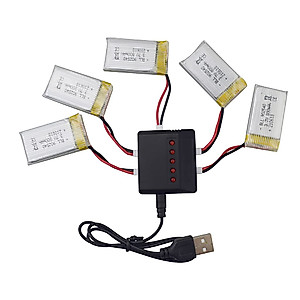 sea jump 5pcs 3.7v 800mAh Lithium Battery with 5-in-1 Charger for Syma X5C X5C-1 X5 X5SC X5SW H5C V931 S5C S5W SS40 FQ36 T32 T5W H42 CW4 UAV 2.4G RC Quadcopter Spare Battery