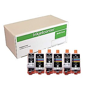 Inkjetcorner Compatible Ink Cartridge Replacement for PGI-35 CLI-36 for use with TR150 iP100 iP110 Printer (3 Black 3 Color, 6-Pack)