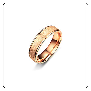 Fusamk Fashion Simple Rose Gold Stackable Rings Stainless Steel Sandblast Crystal Band Rings(Rose Gold(10))